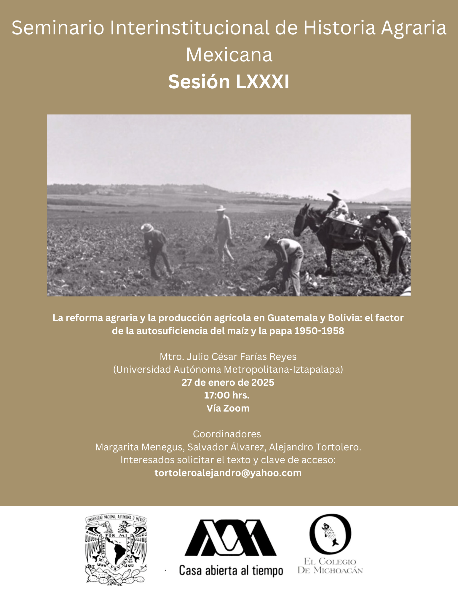 El seminario Interinstitucional de Historia Agraria Mexicana (UAM-UNAM ...